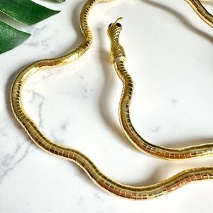 Jewelry | Snake Collar Flexible Adjustable Necklace Gold Serpentine ...